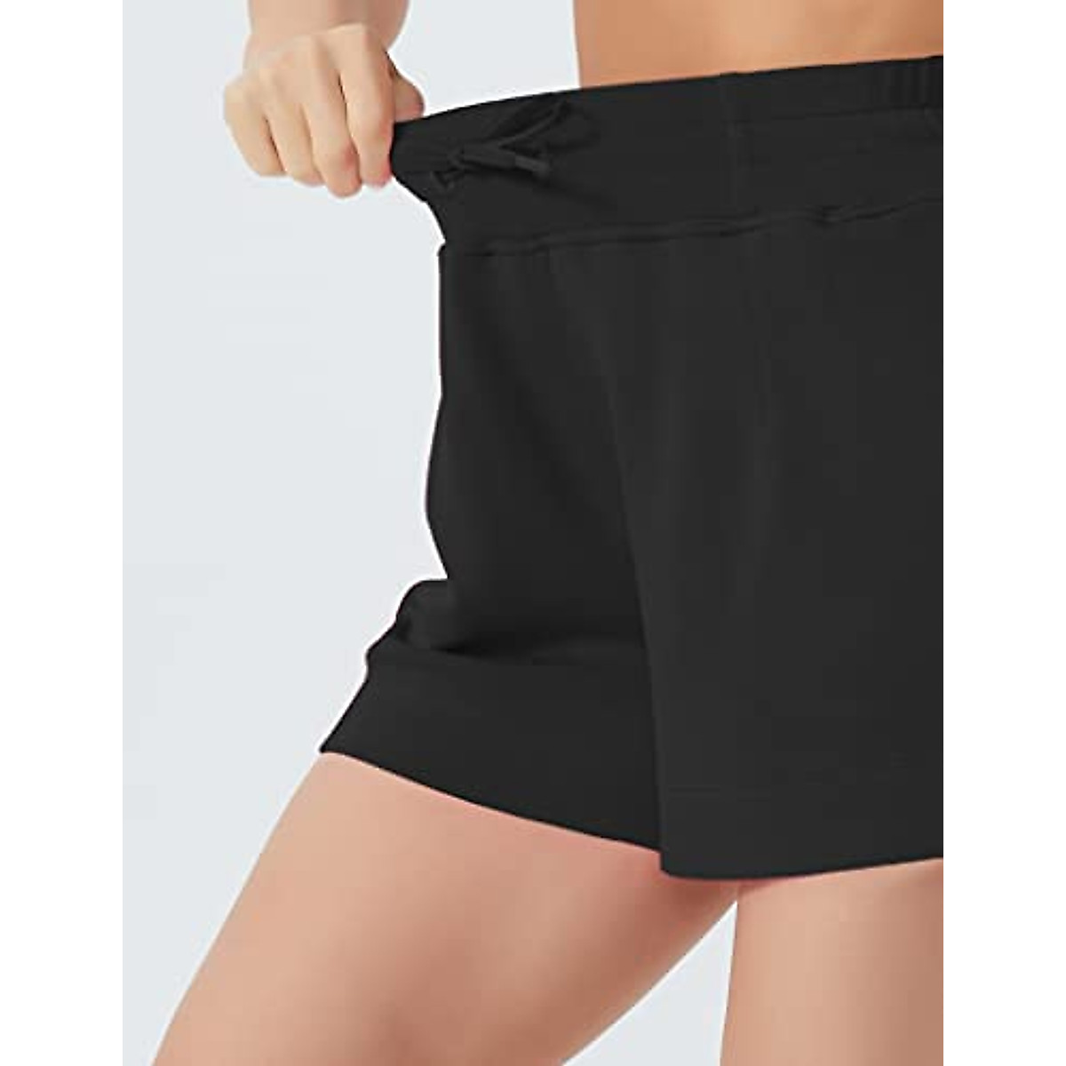 THE GYM PEOPLE Women's Drawstring Sweat Shorts High Waisted Summer Workout Lounge Shorts with Pockets Black