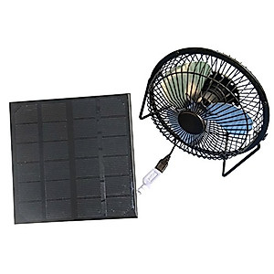 VORCOOL Solar Powered USB Fan Quiet Free Angle Rotation Desk Fan Outdoor Home Chicken House Cooling Ventilation System (3W 4 inch)