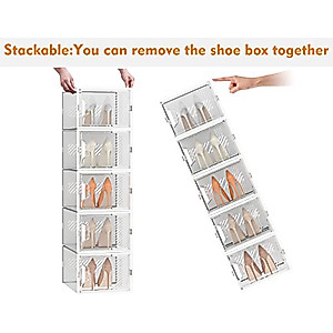 Shoe Storage, 12 Pack Large Shoe Organizer for Closet, Shoe Boxes Clear Plastic Stackable Shoe Storage Boxes for Size 13