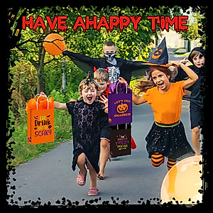 Silkfly Halloween Treat Bags with Tissues 8.3'' Halloween Paper Gift Bags with Handle Trick or Treat Candy Bags Wrapping Paper for Holiday Birthday Party Goodie Snack, 4 Designs(24 Pcs)