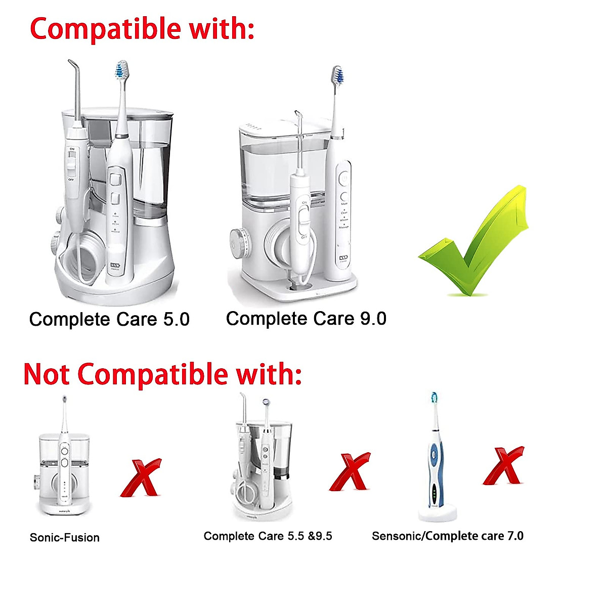 Replacement Toothbrush Heads Fits for Waterpik Complete Care 9.0 (CC-01), Care 5.0 (WP-862) Sonic Electric Tooth Brush Refill(8-pc), Pisonicleara