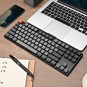 Keychron K1, Tenkeyless Layout 87 Keys Ultra-Slim Bluetooth Wireless/USB Wired Mechanical Keyboard with Low-Profile Gateron Red Switch White LED Backlight Compatible with Mac Windows-Version 5