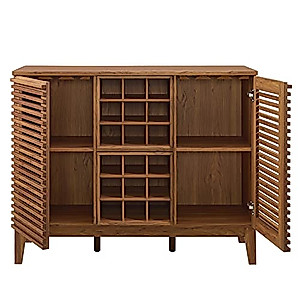 Modway Render Mid-Century Modern Wine Bar Cabinet in Walnut, 17 x 46 x 37