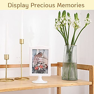 Litpoetic Double Sided Standing Picture Frames, 4x6 Picture Frame Bulk, Two Sided Plastic White Picture Holder Stand for Table Numbers, Wedding,Display (White, 20 Pack)