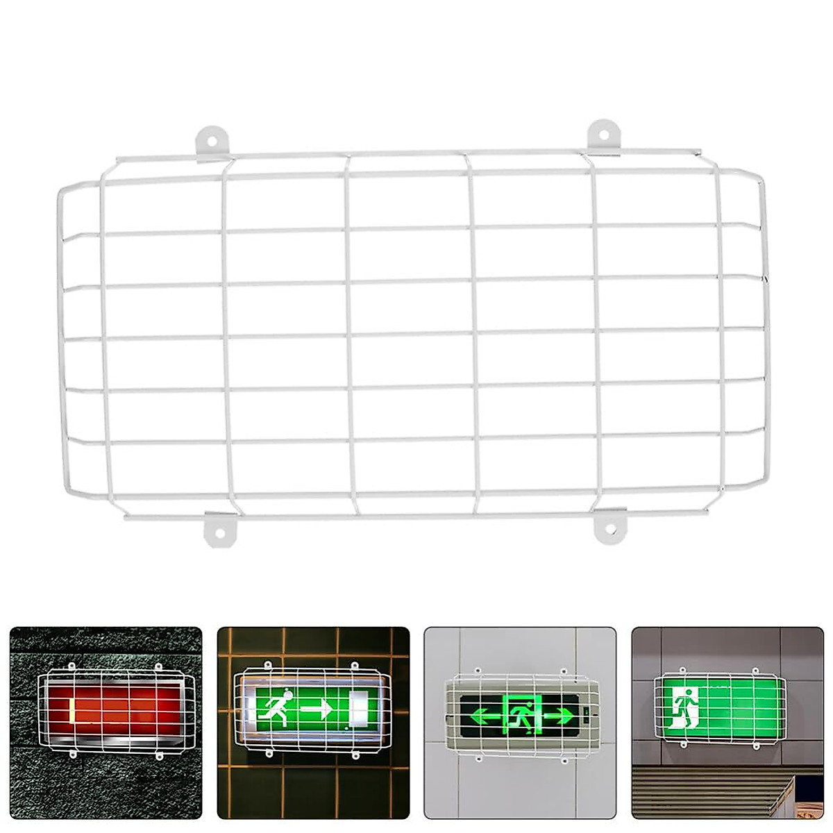 VANZACK 2pcs Exit Sign Damage Stopper Emergency Light Protection Wall Mount Air Conditioner Exit Sign Protector Metal Exit Sign Protective Coated Steel Wire Guard