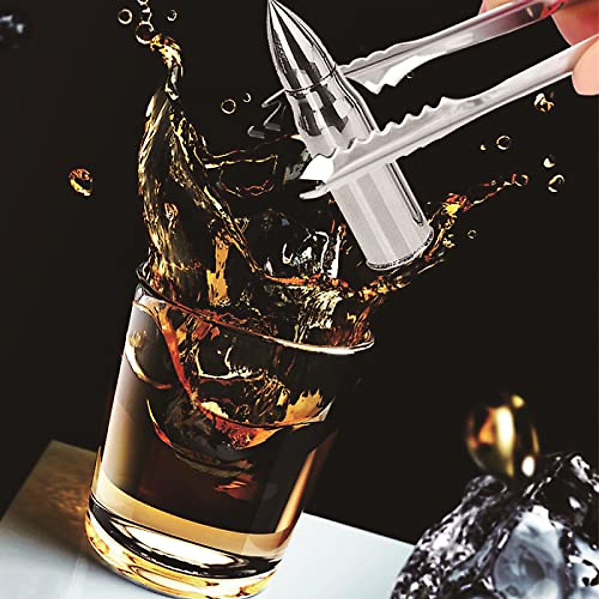 Whiskey Bullet Stones, Stainless Steel Whisky Rocks, Reusable ice Cube Metal Ice, Gifts for Men Dad, Christmas Stocking Stuffer, Whiskey Stones Rocks Bullet Shaped Ice Cubes (Size : Large)