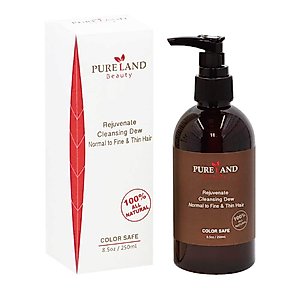 Pureland Beauty Rejuvenate Cleansing Dew - All Natural Hair Shampoo for Normal to Fine and Thin Hair - Deeply Cleansed Skin Pores - Scalp Care and Provide Your Hair Healthy Growth - 8.5 Ounce