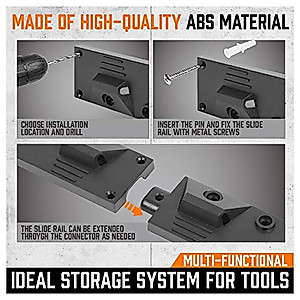 HORUSDY 64 Inch Adjustable Storage System, Wall Mount Tool Organizer, Tool Hangers for Mop and Broom Holder Shovel, Rake, Broom, Mop Holder, Etc.