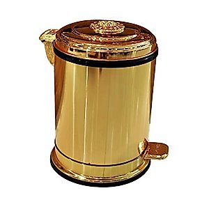 CZDYUF Golden Pedal Metal Trash Can Upscale Hotel Villa Kitchen Living Room Bathroom Covered Garbage Storage Bucket Dustbin ( Size : 10L )