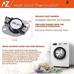 Dryer Thermostat And Thermal Fuse Replaces For Samsung DV42H5200EP/A3 DV42H5200EF/A3 DV5451AEW/XAA DV40J3000EW/A2 DVE50R5400V/A3 DV219AEW/XAA DV395ETPASU/A1 DV448AEP/XAA DV350AEW/XAA DV330AEB/XAA