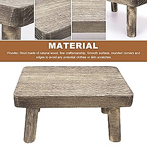 Adult Wooden Step Stool - Very Sturdy, Great Kids Step Stool Perfect for High Beds, Reach High Places in Kitchen, Bathroom, Closet, Sink, Lightweight (14.17x10.63x7.48inch)