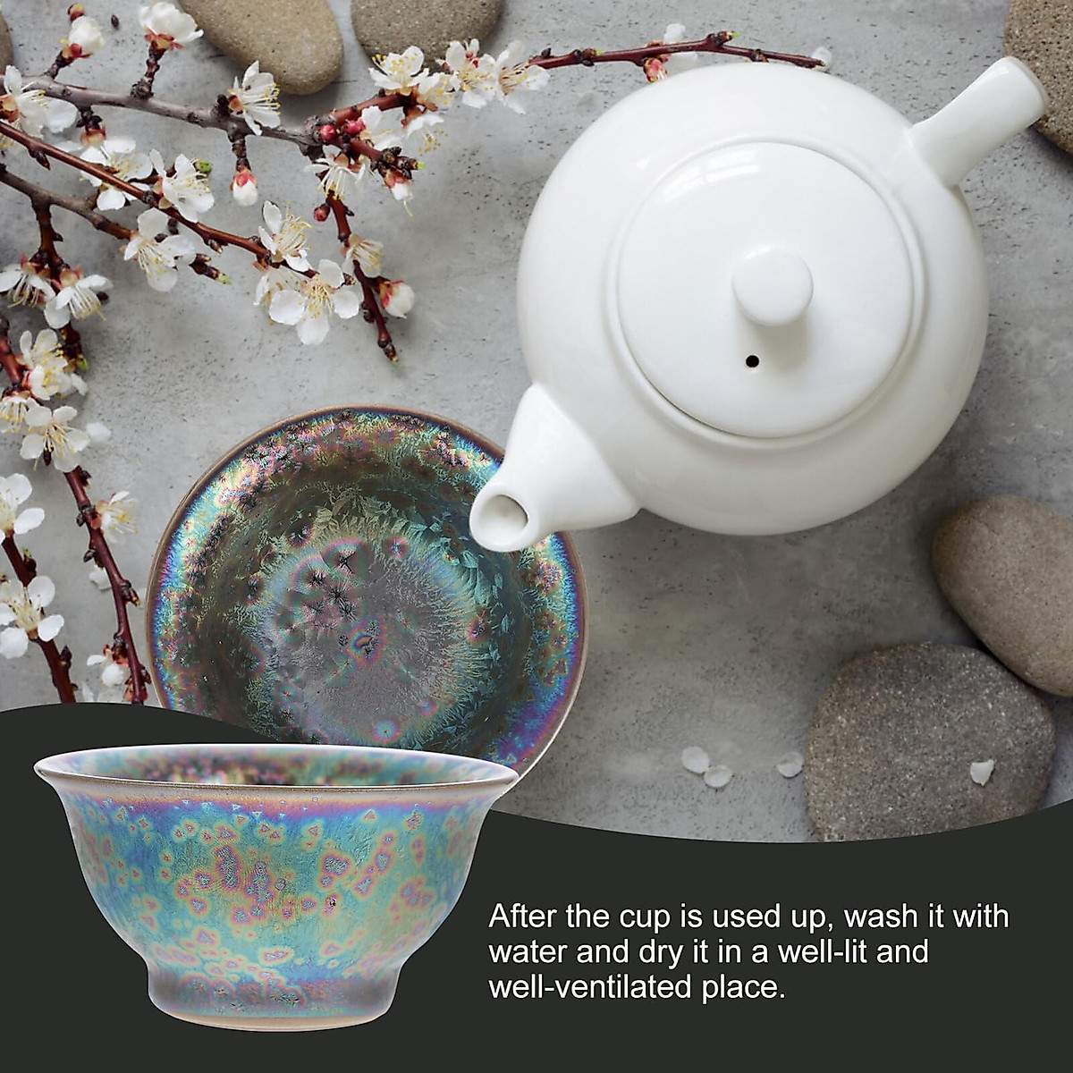 Veemoon Ceramic Tea Cup,Japanese Tea Cup,Handmade Ceramic Tea Cup with Natural Blue Pattern for Tea Enthusiasts, Ideal for Decoration (Mixed Color)