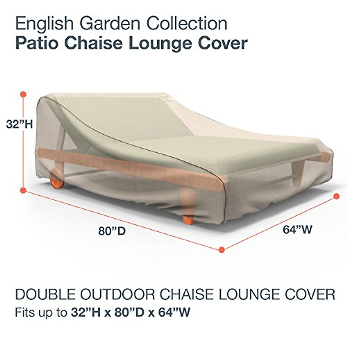Budge P2A01PM1 English Garden Patio Lounge Cover Heavy Duty and Waterproof, Double Chaise, Two-Tone Tan