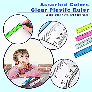 36Pcs Clear Ruler 12 Inch Plastic Rulers Ruler with Inches and Centimeters Rulers Bulk for Classroom for School,Home,Office,Students,Artists,Engineers,Drawing and Drafting