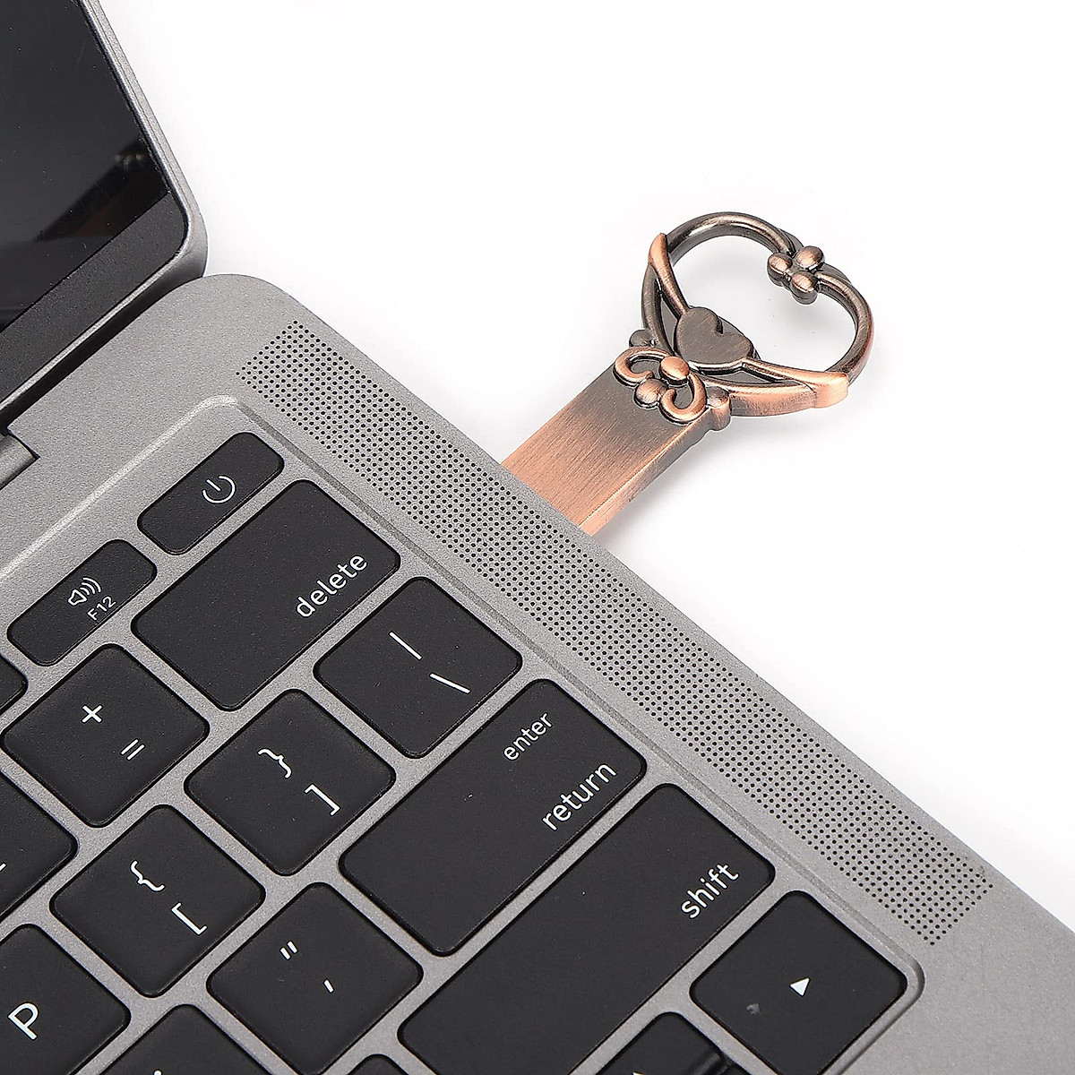 USB 2.0 Flash Drive, Waterproof Heart Shaped USB Memory Stick Pen Drive, Retro Novelty USB Storage Flah Drive Thumb Drive, Gift for Kids, Friends, Teachers(128GB)