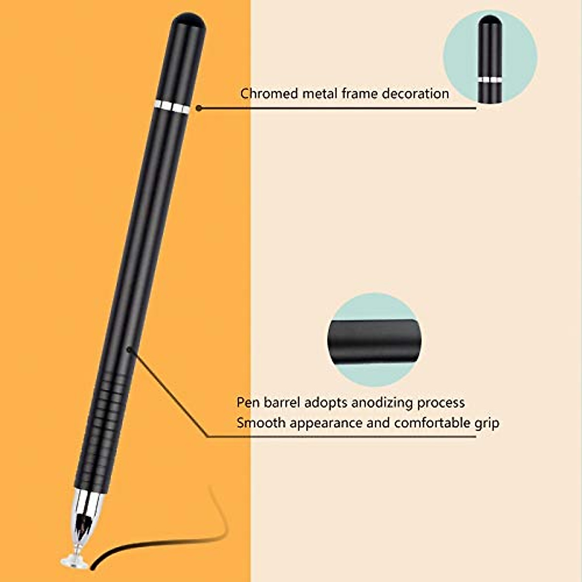 Stylus Pens for Touch Screens,Digital Pen,Capacitive Pen High Sensitivity & Fine Point,Magnetism Cover Cap,Universal for Apple/iPhone/Ipad/Android/Microsoft and Other Touch Screens (Black)