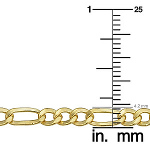Kooljewelry 14k Yellow Gold Filled Solid Figaro Link Chain Necklace (4.35 mm, 20 inch)
