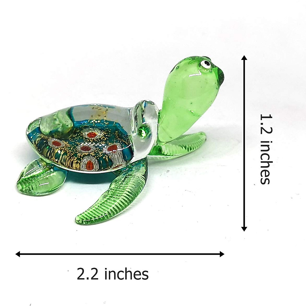 ZOOCRAFT Sea Turtle Hand Blown Glass Figurine Collectible Aquarium Miniature Home Garden Decor Personalized Gift