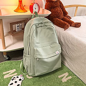 Eagerrich Aesthetic Backpack Cute Kawaii Backpack School Supplies Laptop Bag for Teens Girls Women Students Solid Color