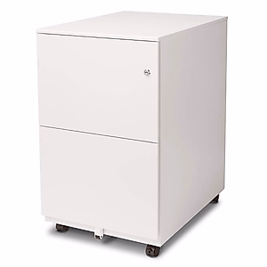Aurora Modern Soho Design 2-Drawer Metal Mobile File Cabinet with Lock Key/Fully Assembled, White