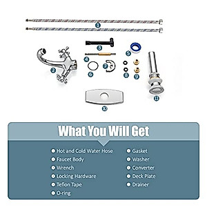 Aolemi Bathroom Vessel Sink Faucet Polish Chrome Double Cross Handle Two Knobs Mixer Basin Tap Hot and Cold Water for Vanity Single Hole