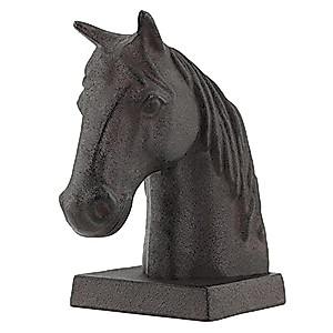 LONGRUN Horse Decorative Bookend, Unique Cast Iron Decor Book Ends to Hold Heavy Duty Books, Vintage Antique Home Decor, Modern Living Room Library Office Shelf Decoration Door Stop