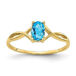 IceCarats 14K Yellow Gold Blue Topaz Ring December Birthstone Jewelry Size 7