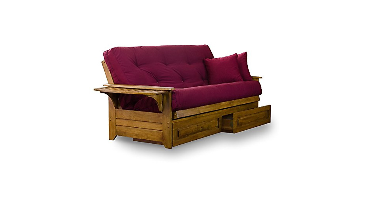 Brentwood Tray Arm Full Size Futon Frame with Drawers