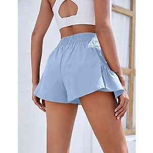 BMJL Womens High Waisted Shorts Athletic Running Shorts Workout Gym Quick Dry Flowy Shorts with Pockets(XS,Sky Blue)