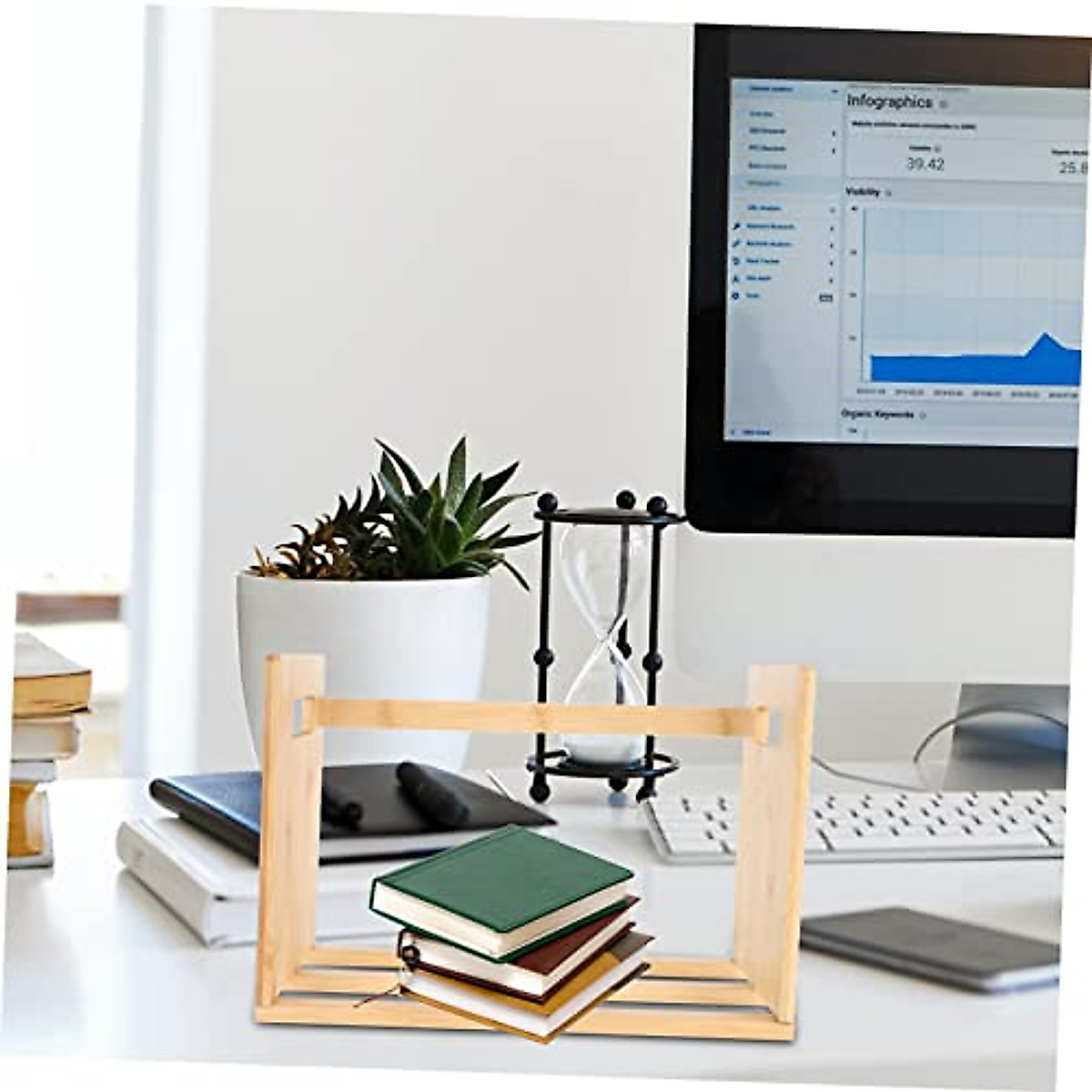 VOSAREA 1pc Bookshelf Storage Rack Magazine Display Stand Desk Book Shelf Plate Stand Display Simple Style Bookshelf Mini Shelf Heavy Duty Storage Shelves Office Shelf Book Rack Wooden