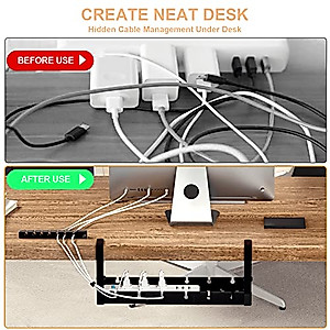 Shikha Cable Management Under Desk, Adjustable Cable Organizer with Adhesive Cable Holder Clips, Reused Cable Ties. Stable & Durable.(Black)