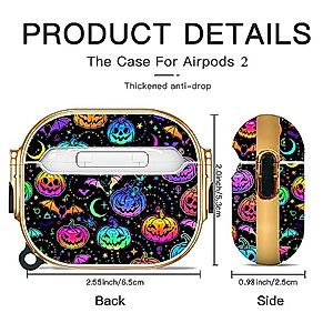 Bvatiuo for Airpods Pro 2nd Generation/1 Generation Case with Keychain,Airpods Pro 2 Case for Women Men, Full Protective Hard Shockproof AirPods Pro Case (2022/2019) (Halloween Pumpkin)