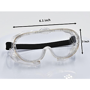 Protective Safety Goggles, Clear Lens & Anti Fog, Adjustable Head Belt Lightweight & Durable, 1 Pack