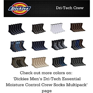 Dickies Men's Dri-Tech Original Moisture Control Crew Socks, Available in M-XXL (6, 18, White (12 Pairs), Large