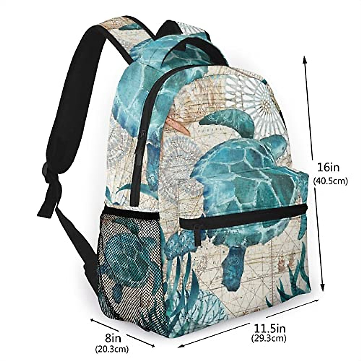 Multi leisure backpack,Sea Turtle Ocean Animal Pattern Digital Print,Travel Sports School Bag for Adult Youth College Students