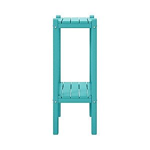 Costaelm Outdoor Side Table, 2-Tier Small Patio Coffee Tables for Outside, Outdoor End Tables for Patio, Adirondack Side Table for Outside, Outside Table for Pool, Porch, Garden, Turquoise