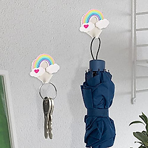 Cabilock 6pcs Rainbow Wall Hooks Coat Hooks Wall Clothes Towels Hooks Adhesive Robe Hook Key Hat Scarf Purse Bags Hangers Wall Pegs for Home Office Kids Room