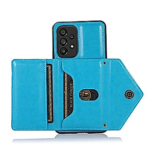 Futanwei Envelope Crossbody Lanyard Case for Galaxy A53 5G Phone | Galaxy A53 5G Wallet Case for Women | Blue