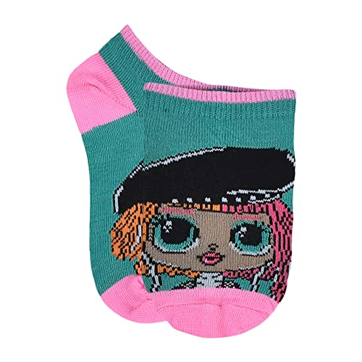 L.O.L. Surprise! Girl's 6-Pack OMG Check it Out No Show Socks, Blue, 6-8