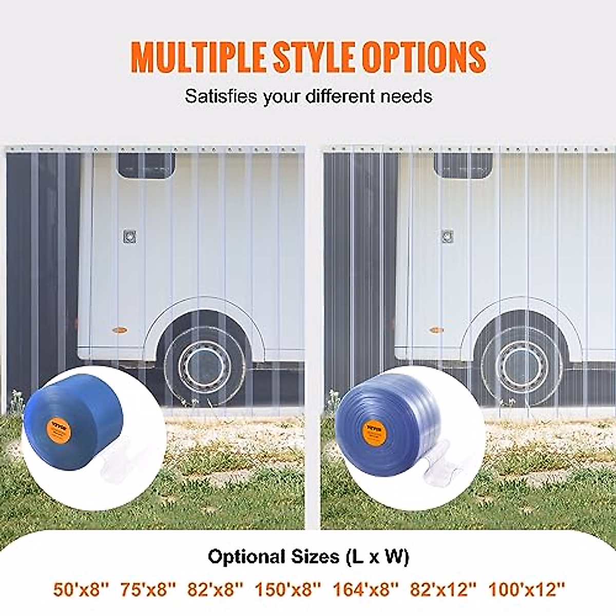 VEVOR Strip Curtain, 75' Length x 8" Width x 0.08" Thickness, Clear PVC Smooth Curtain Strip Door Bulk Roll, Plastic Door Strips for Doorways of Supermarket, Garage, Warehouse, Barn, Pet Animal House