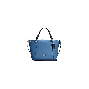 COACH Kacey Satchel In Colorblock Signature Canvas (SV/Sky Blue Multi)