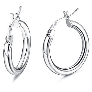 Milacolato 925 Sterling Silver Twisted Hoop Earrings 18K White Gold Plated Wave Chunky Hoop Earrings Hypoallergenic Huggie Stud Earrings for Women