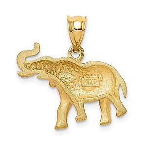 Diamond2Deal Gift for Mothers Day 14k Yellow Gold Brushed Diamond-cut Elephant Pendant
