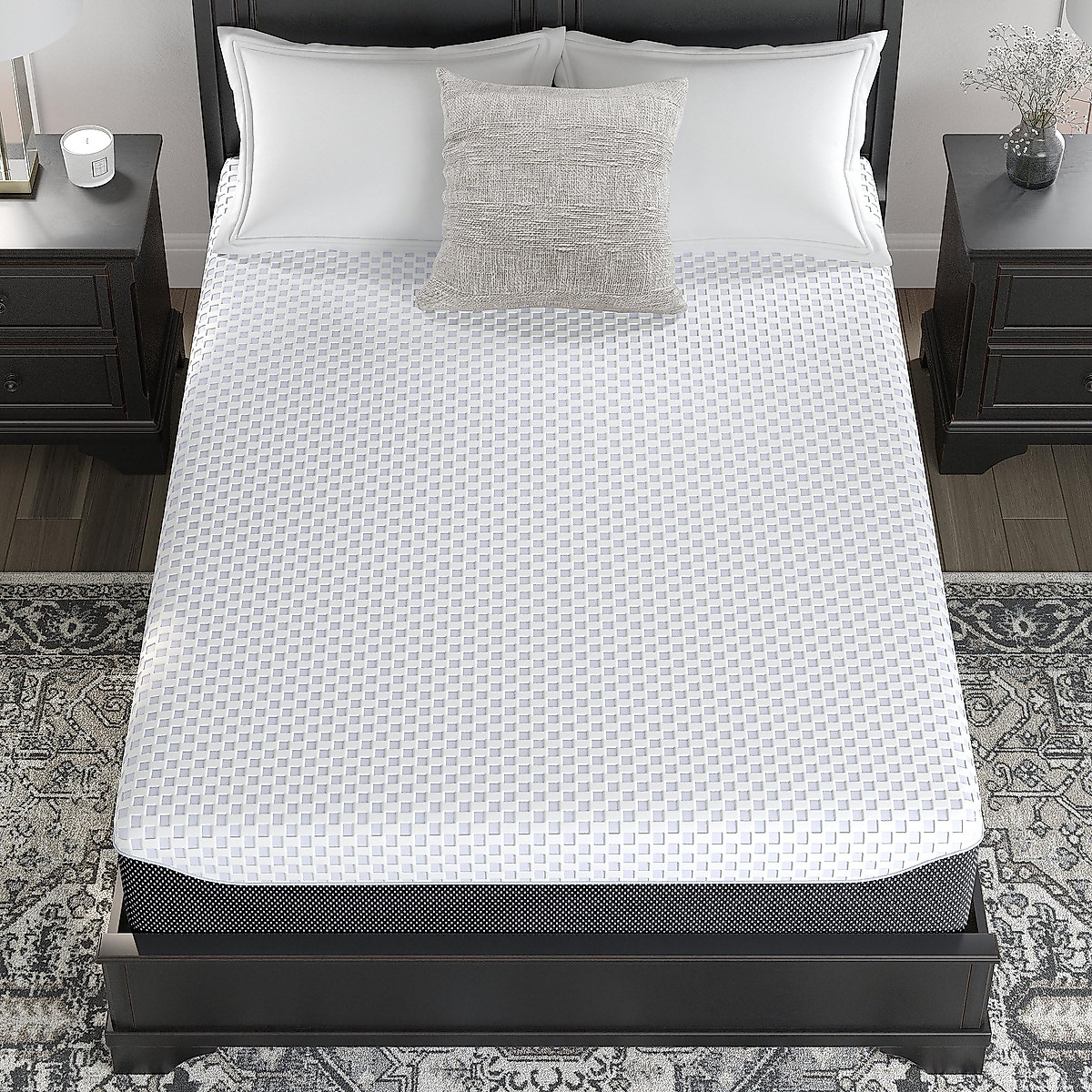 Signature Design by Ashley King Size Chime Elite 14 Inch Plush Green Tea & Charcoal Gel Memory Foam Mattress with Micro Cool Cover