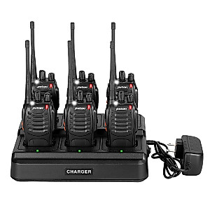 pxton walkie talkies for Adults Long Range with Upgraded Earpiece,radios walkie talkies Rechargeable Portable Two Way Radios with 6 Way Multi Gang Charger and Li-ion Battery (6 Pack).