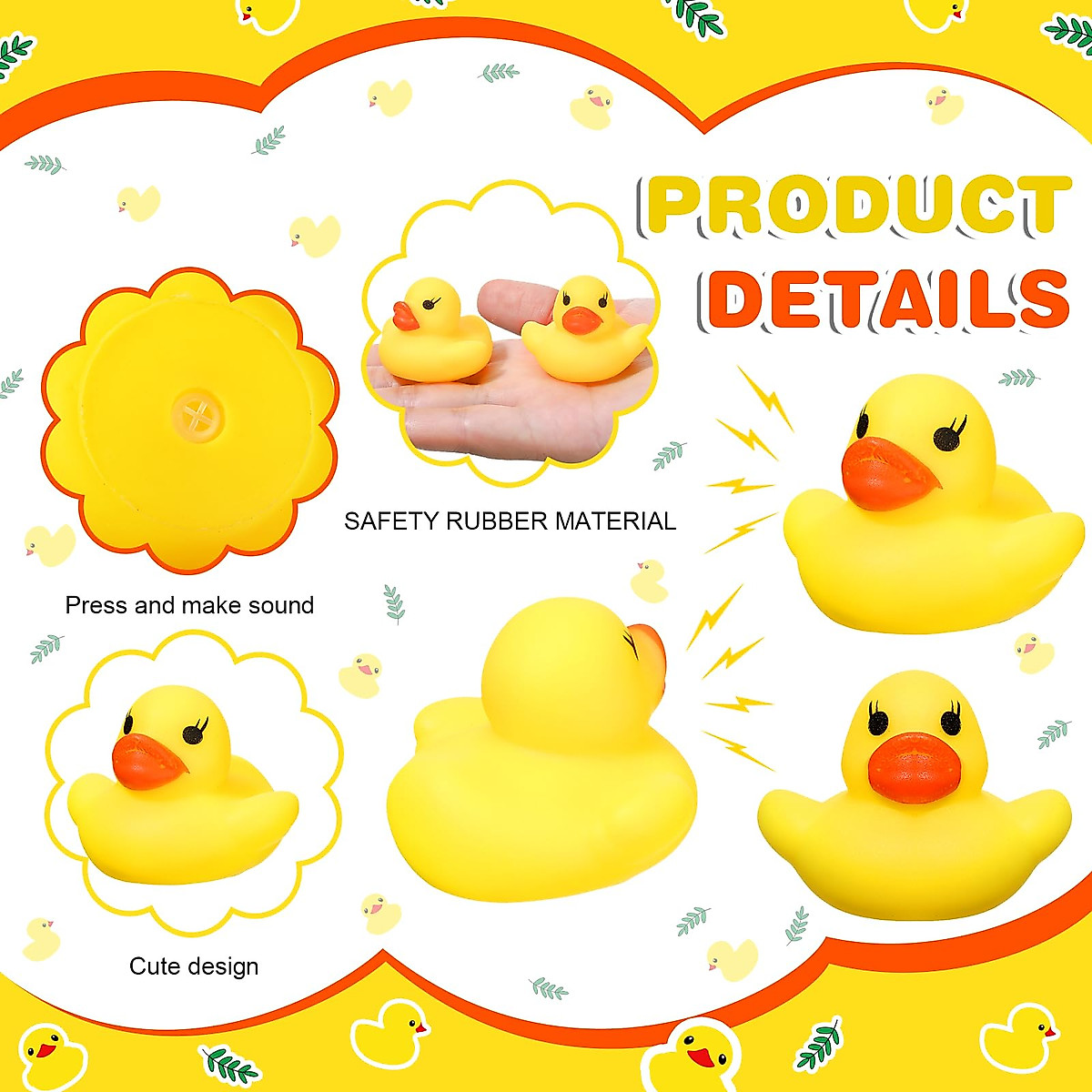 900 Pcs Mini Rubber Ducks in Bulk Bath Toy Squeak Tiny Ducks for Kids Bathtub Shower Birthday Favors Party Decoration Gift, 1.57 x 1.57 x 1.18 Inches