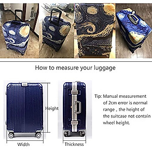TRAVEL KIN Thickened Luggage Cover ，Washable Travel Gear Cover，18/24/28/32 Inch Suitcase Spandex Protective Cover (M(22"-24" luggage), Starry Night)