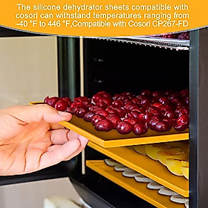 Vesici Set of 8 Silicone Dehydrator Sheets 12.2 x 10.2 Inch, Non Stick Dryer Mats with Edge High Temperature Resistance Fruit Trays Reusable Dehydrator Trays for Fruits Meat Vegetables Herbs(Orange)