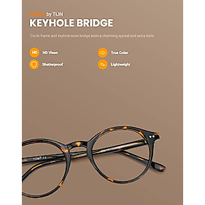 TIJN Vintage Glasses for Women Men Thick Round Rim Eyeglasses Clear Lens