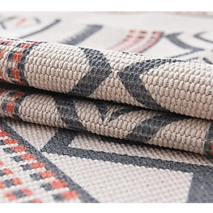 lightlux Moroccan Woven Carpet - Boho Area Rug 5' x 7' for Indoor and Outdoor Use in Large Bedroom and Living Room - Machine Washable and Tribal Farmhouse Collection